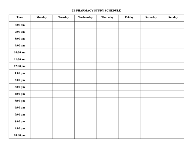 Study Schedule Template 2 0