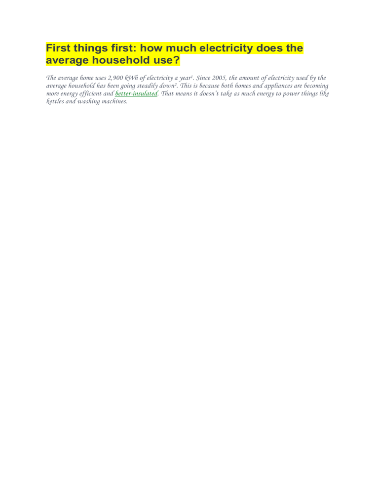 Household Electricity Consumption Average Usage Trends