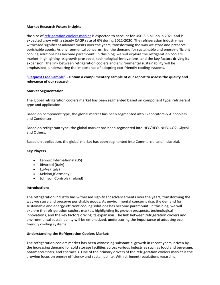 Refrigeration Coolers Market