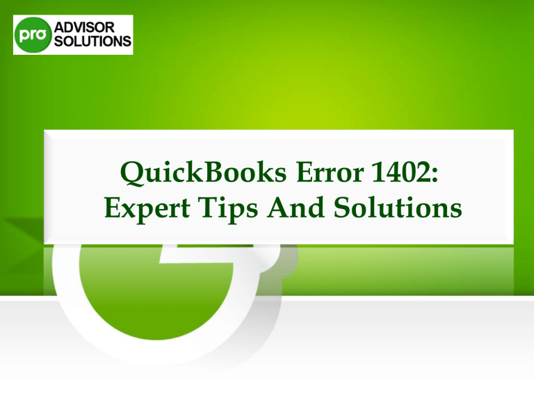 How To Resolve QuickBooks Error 1402 Quickly