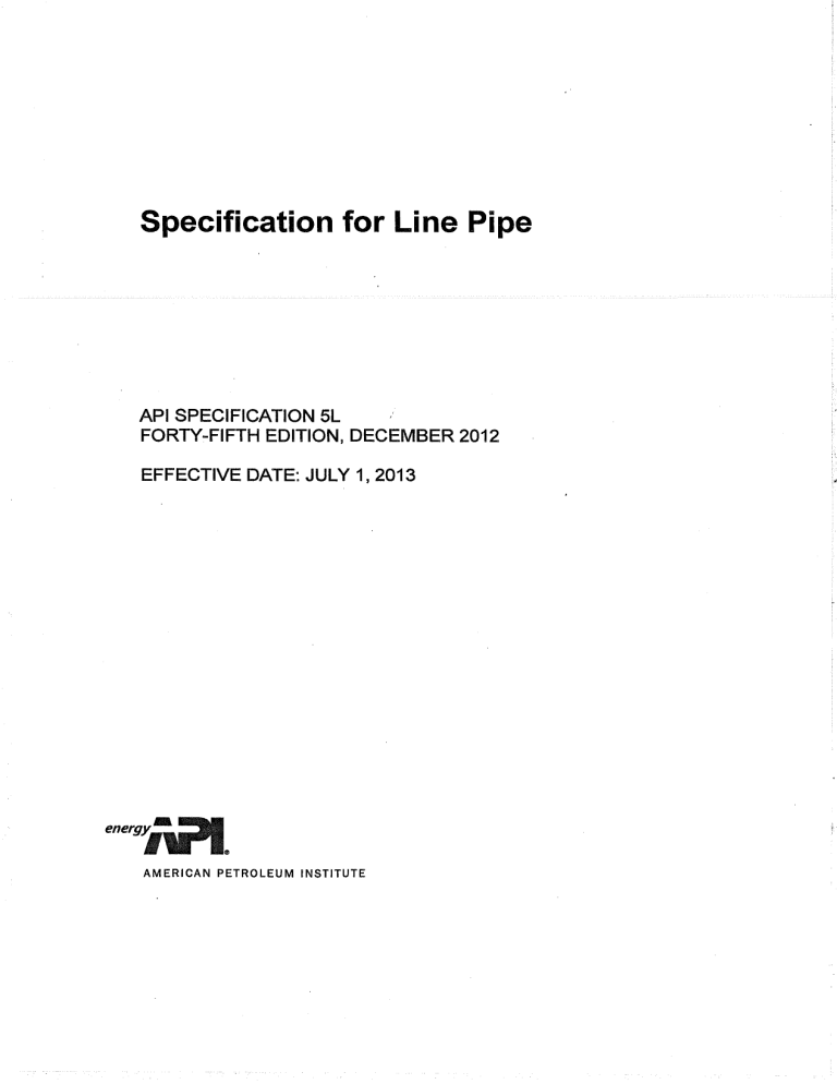 API 5L Line Pipe Specification