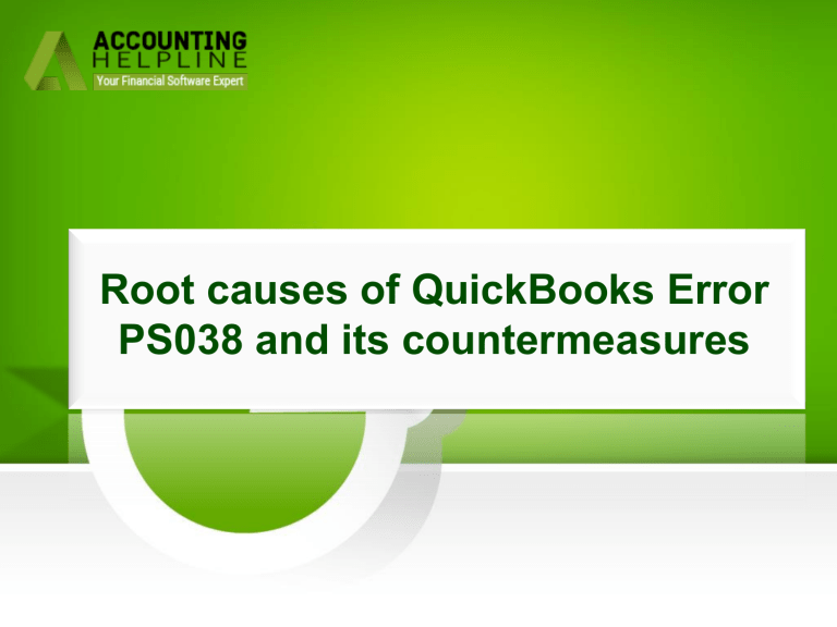 Top Strategies To Resolve Quickbooks Error Ps038