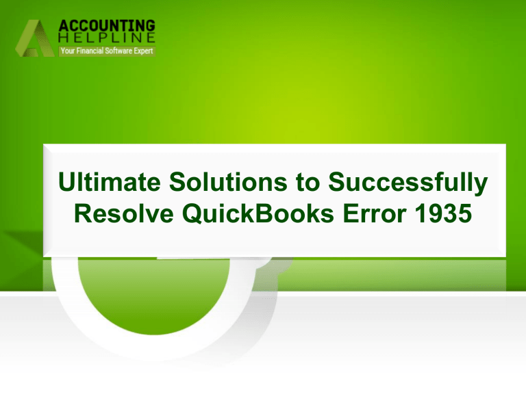 Best Methods To Deal With QuickBooks Error 1935