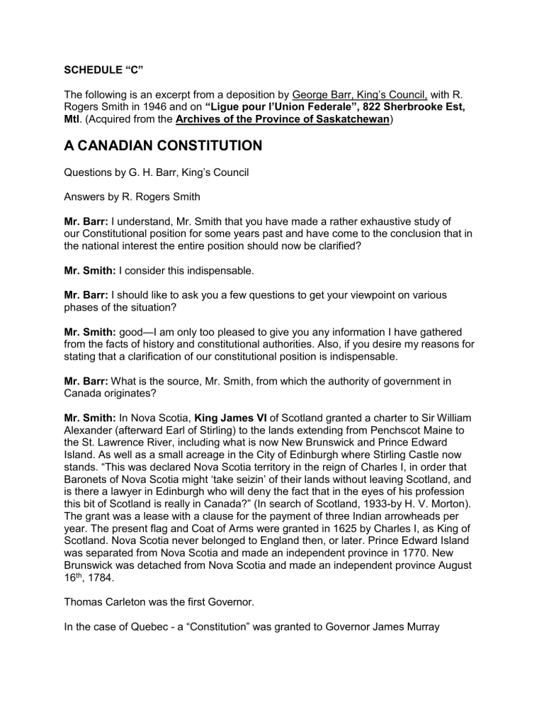 Canadian Constitutional Deposition Excerpt