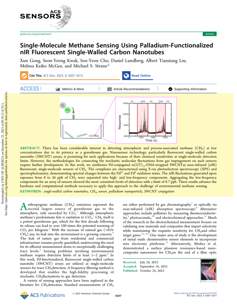 Methane Sensing with Pd-Functionalized Carbon Nanotubes