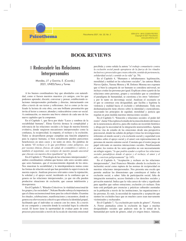 Reseña: Redescubrir las Relaciones Interpersonales