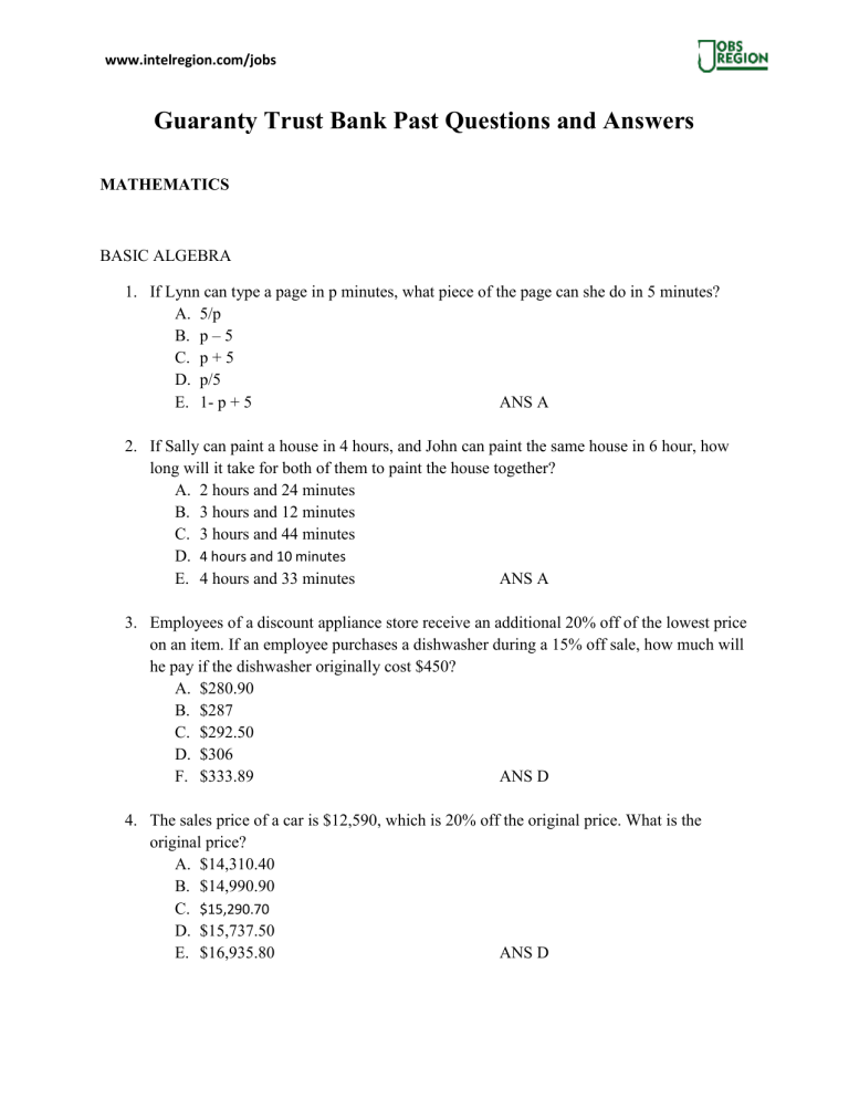 Guaranty-Trust-Bank-Past-Questions-and-Answers-