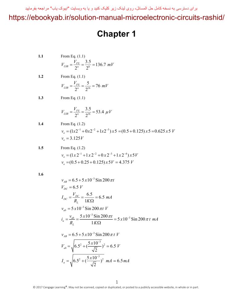 Microelectronic Circuits Solution Manual Chapter 1