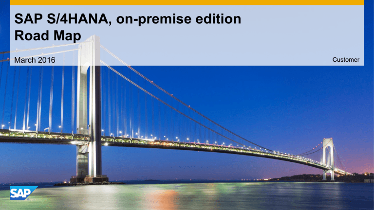 SAP S4HANA On-Premise Edition Roadmap