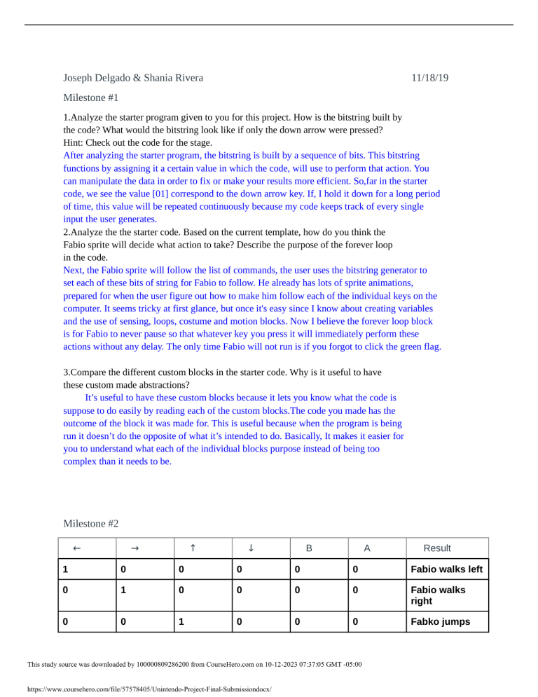 Bitstring Game Project Report