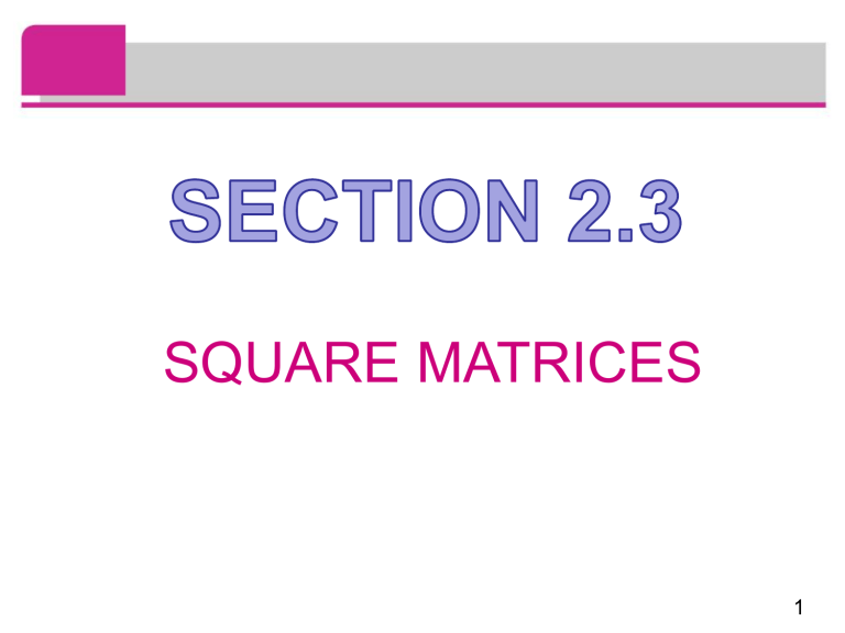 Square Matrices: Definitions, Trace, and Examples