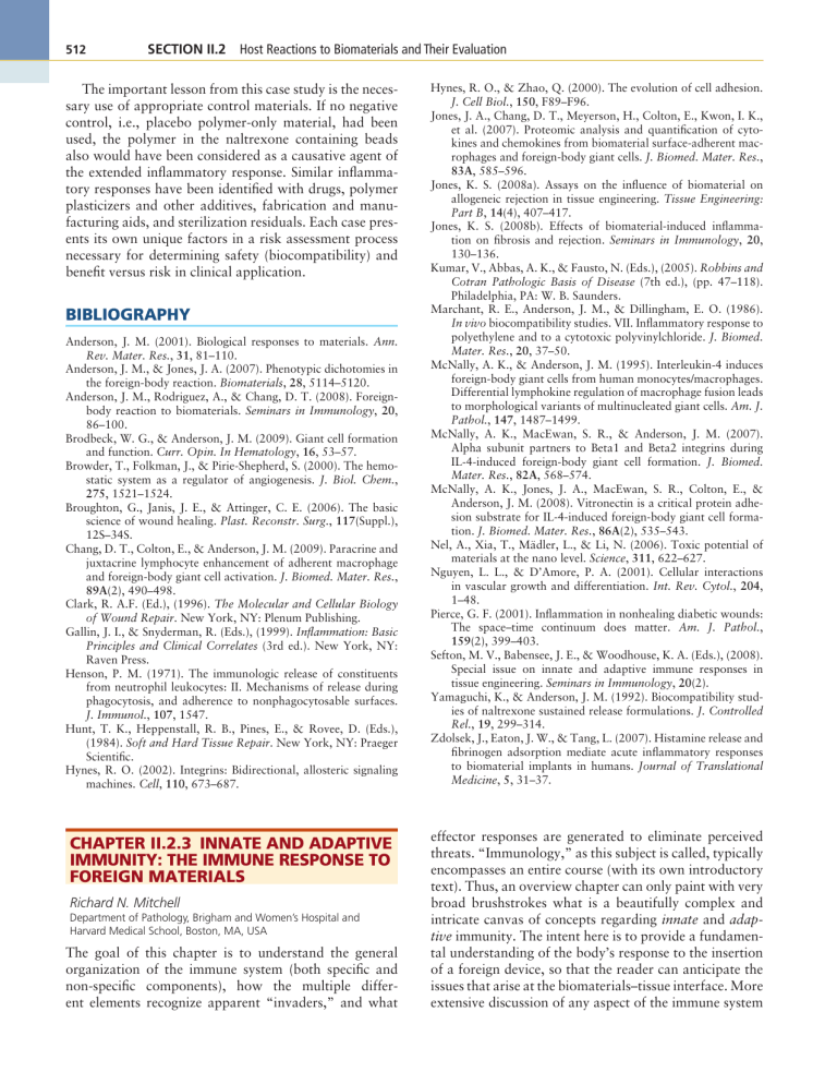 Immune Response to Foreign Materials: Biomaterials & Immunology