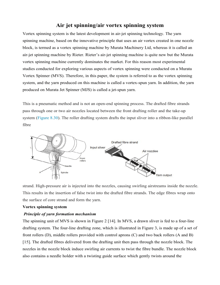 Air Jet Vortex Spinning Yarn Formation Properties