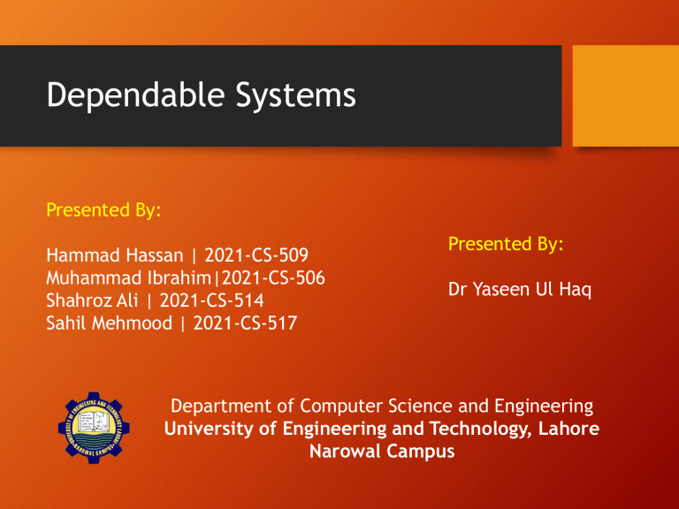 Ch10 Dependable Systems PPT Ch10 Dependable Systems PPT