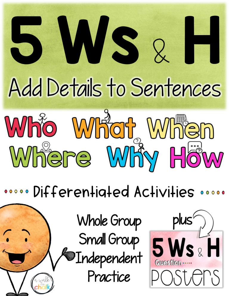 5 W And H Questions Writing Activities Adding Details 5 W And H Questions Writing Activities Adding Details