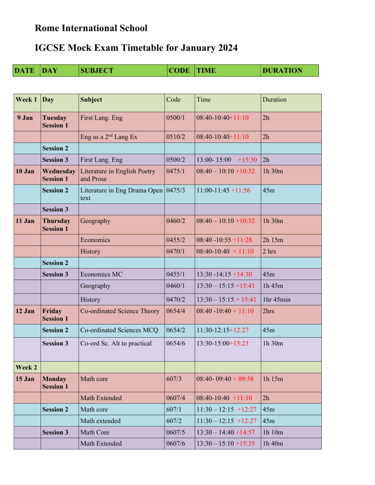 Igcse Summer 2024 Timetable Image To U