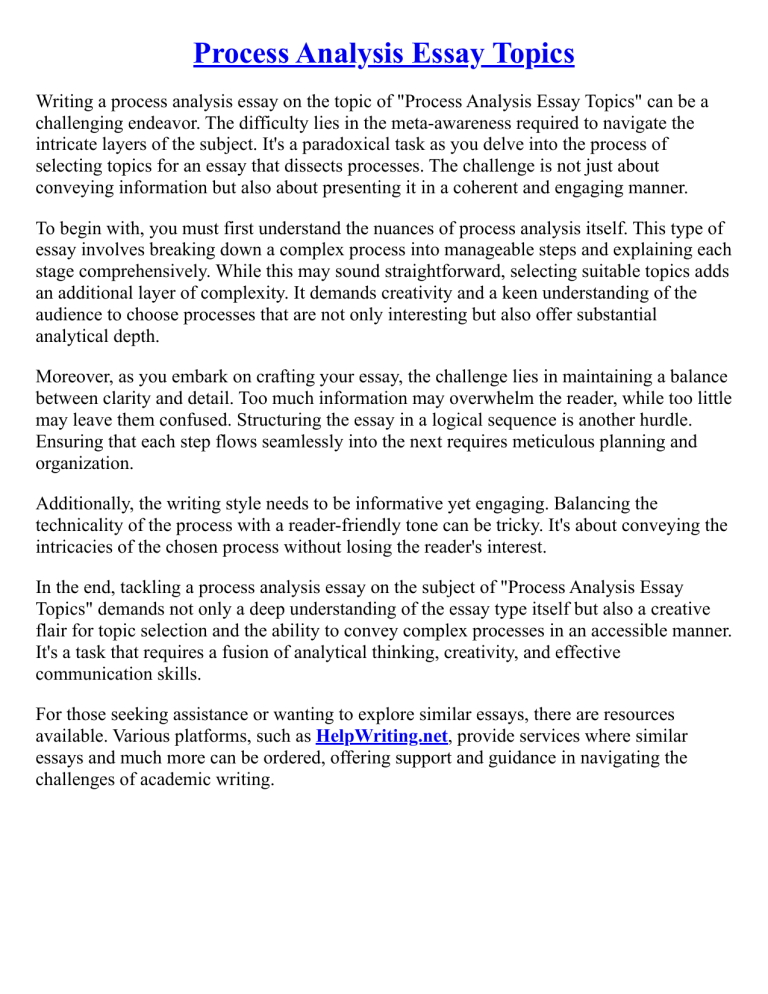 Process Analysis Essay Topics A Meta Analysis