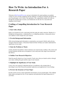 How To Write A Good Introduction For A Research Paper