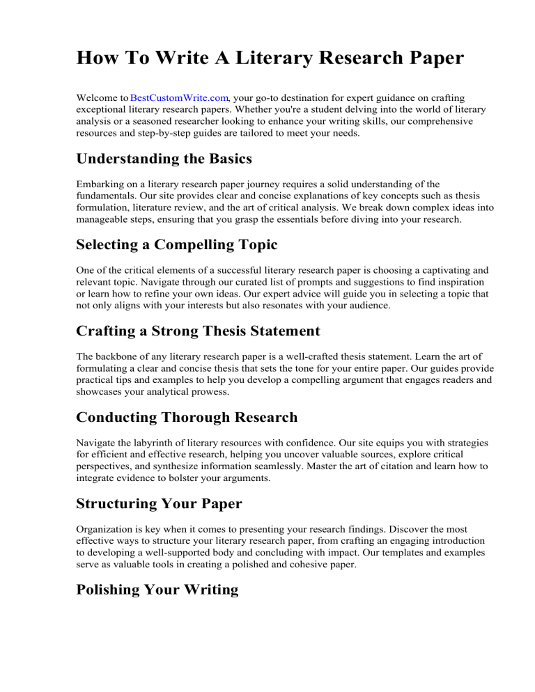 Literary Research Paper Guide Writing Tips Resources