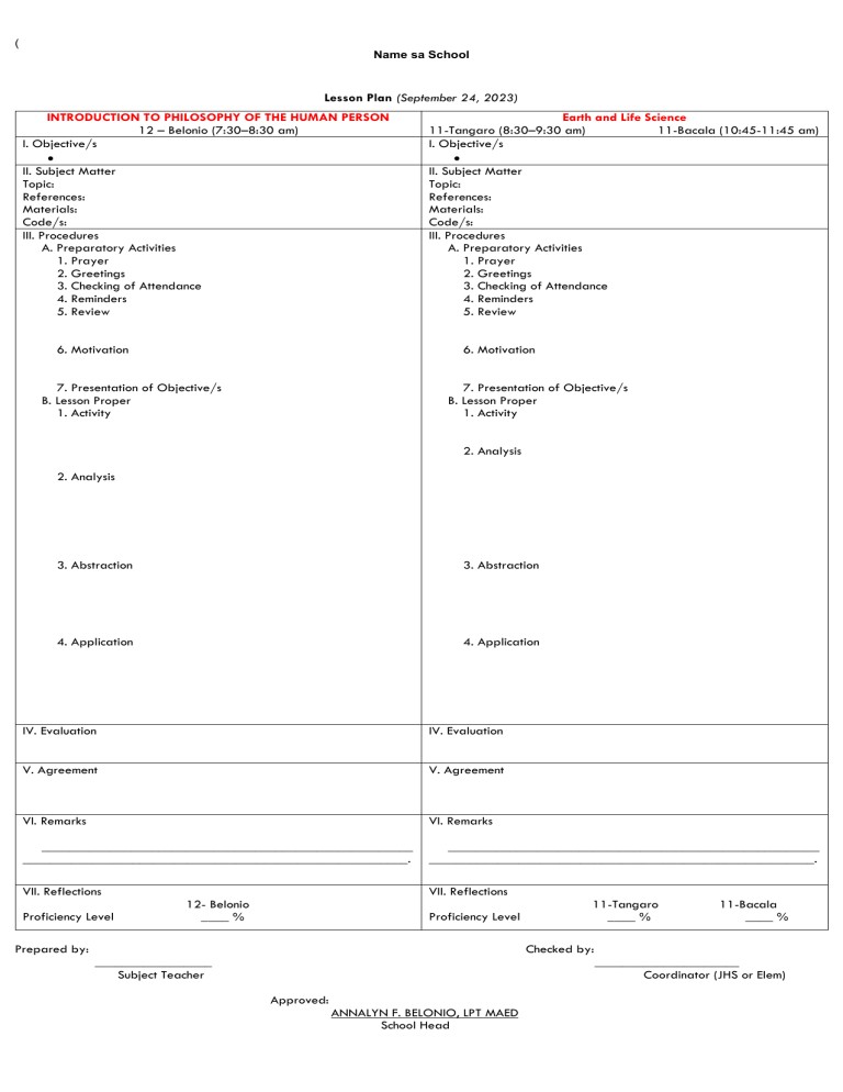 Lesson Plan Philosophy Earth Science High School