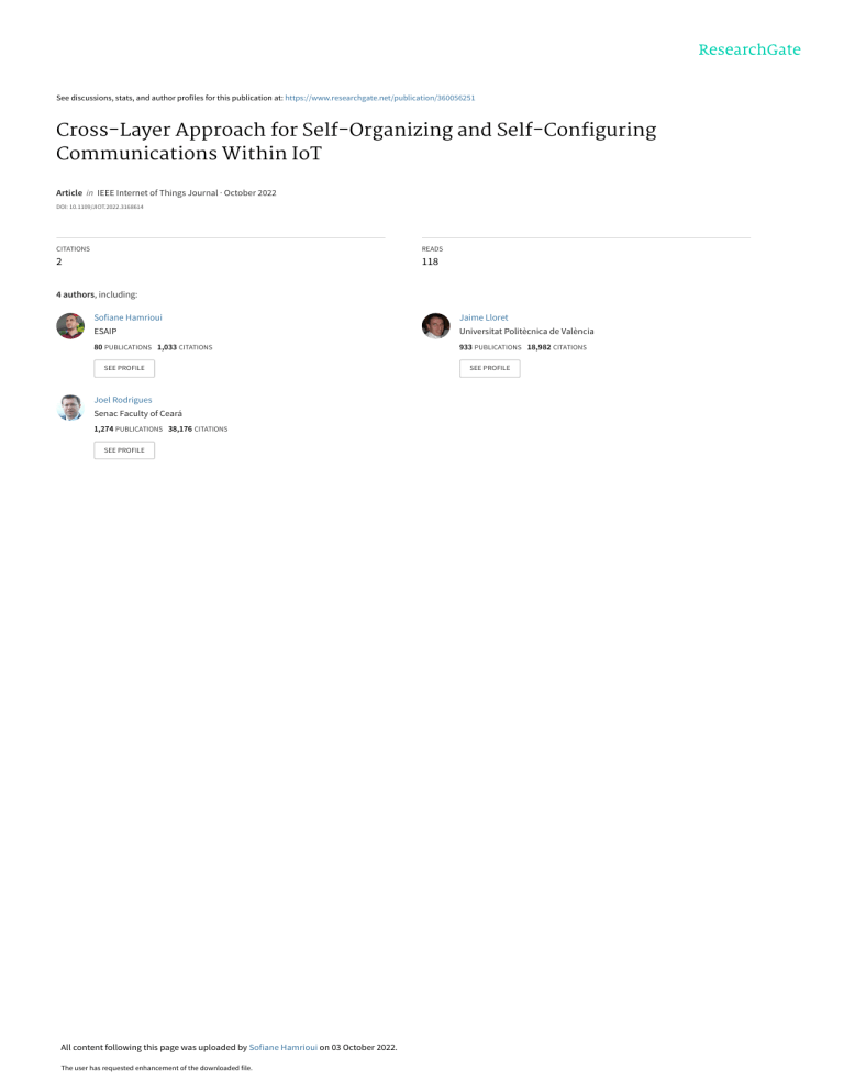 Cross-Layer IoT Self-Organizing Communication