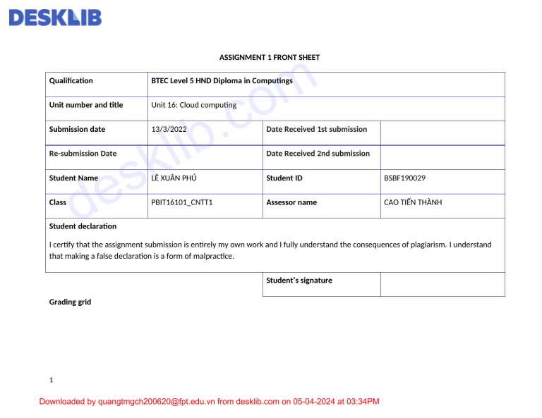 Cloud Computing Assignment Atn Solution