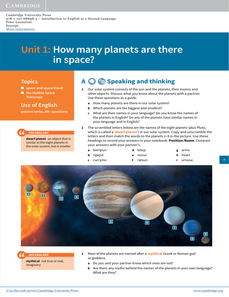 ESL: Planets, Space Travel, and Passive Verbs