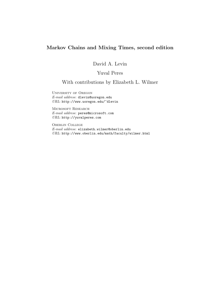 Markov Chains and Mixing Times Textbook