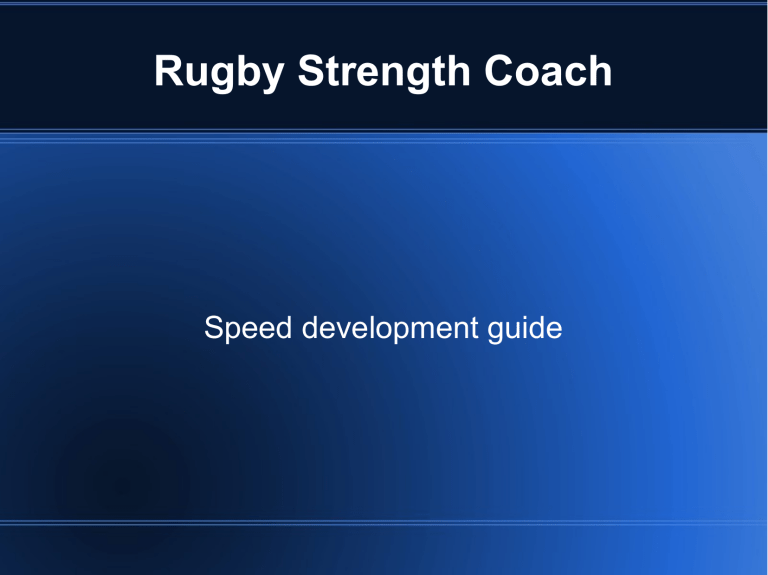 Rugby Speed Development Guide