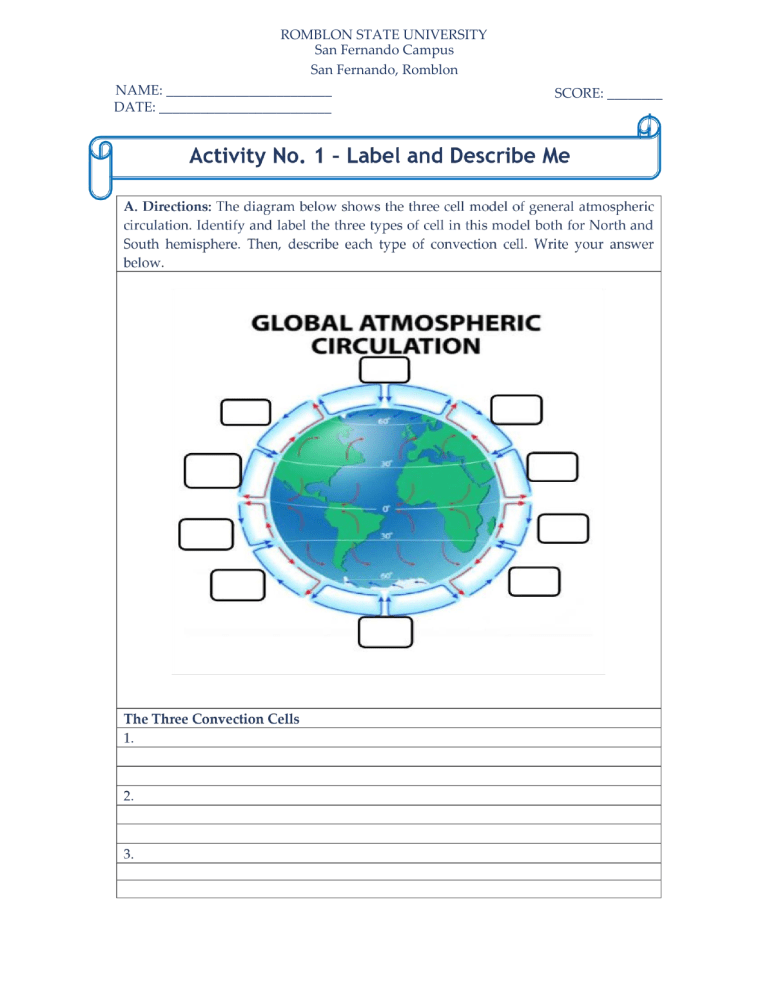 Global Atmospheric Circulation Worksheet Global Atmospheric Circulation Worksheet