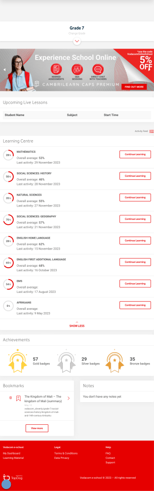 Grade 7 Student Dashboard