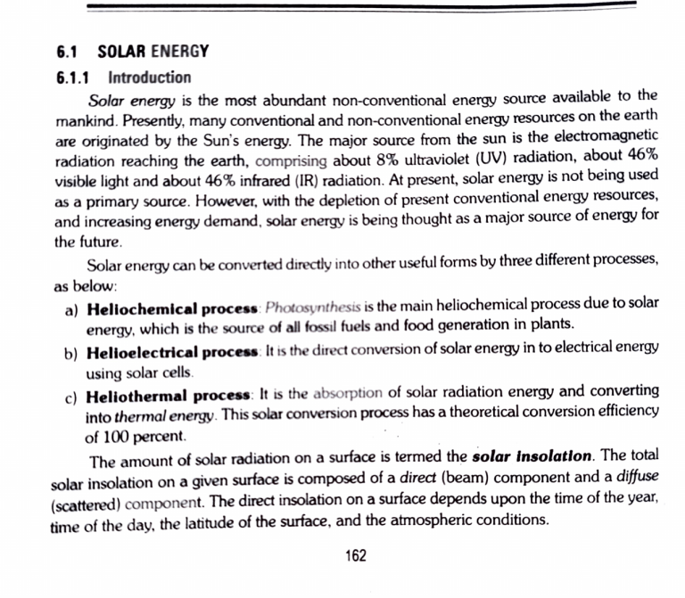 Solar Energy: Introduction, Radiation & Measurement