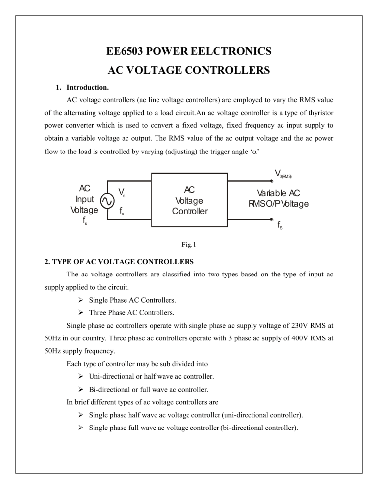 AC Voltage Controllers in Power Electronics