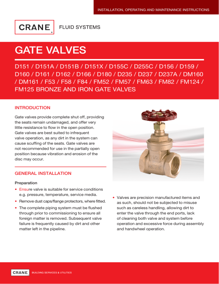 Crane Gate Valve Installation & Maintenance Guide