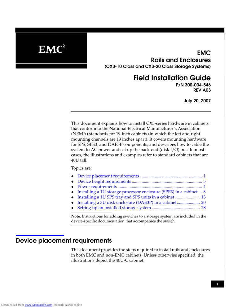 EMC Rails & Enclosures Field Installation Guide