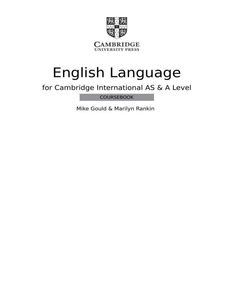 Cambridge International AS and A Level English Language Coursebook