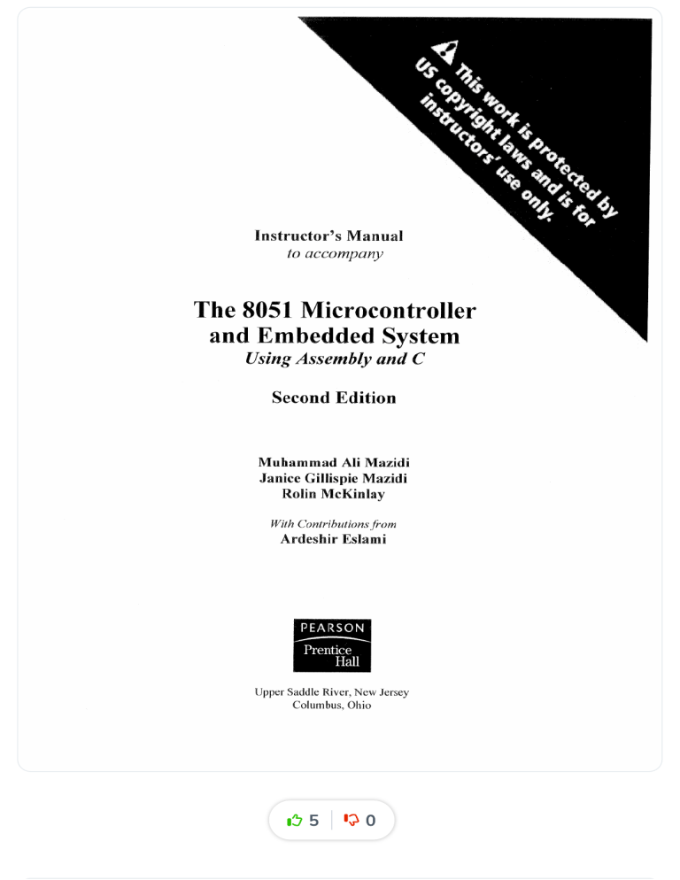 8051 Microcontroller Instructor's Manual