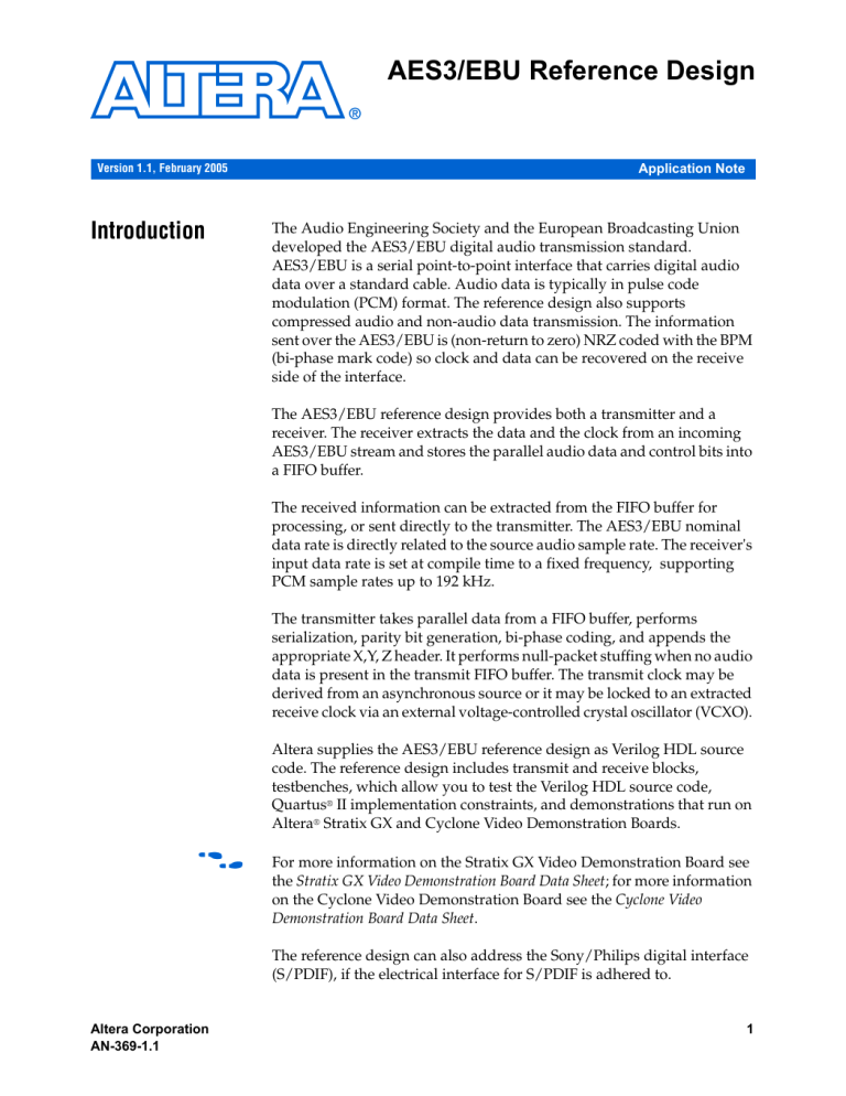 AES3/EBU Reference Design Application Note