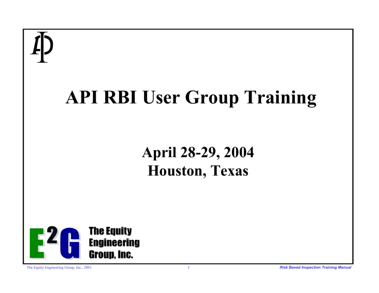 API RBI User Group Training Manual