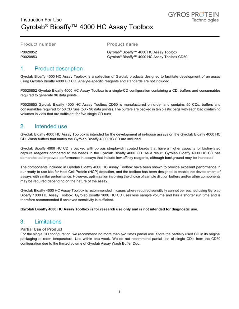 D0042056 IFU Gyrolab Bioaffy 4000 HC Assay Toolbox