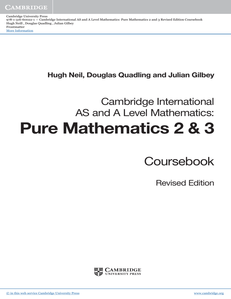 Cambridge Pure Mathematics 2 & 3 Coursebook
