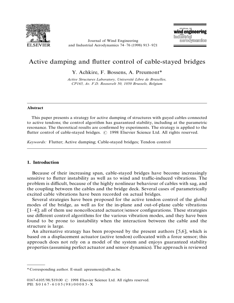 Active Damping & Flutter Control of Cable-Stayed Bridges