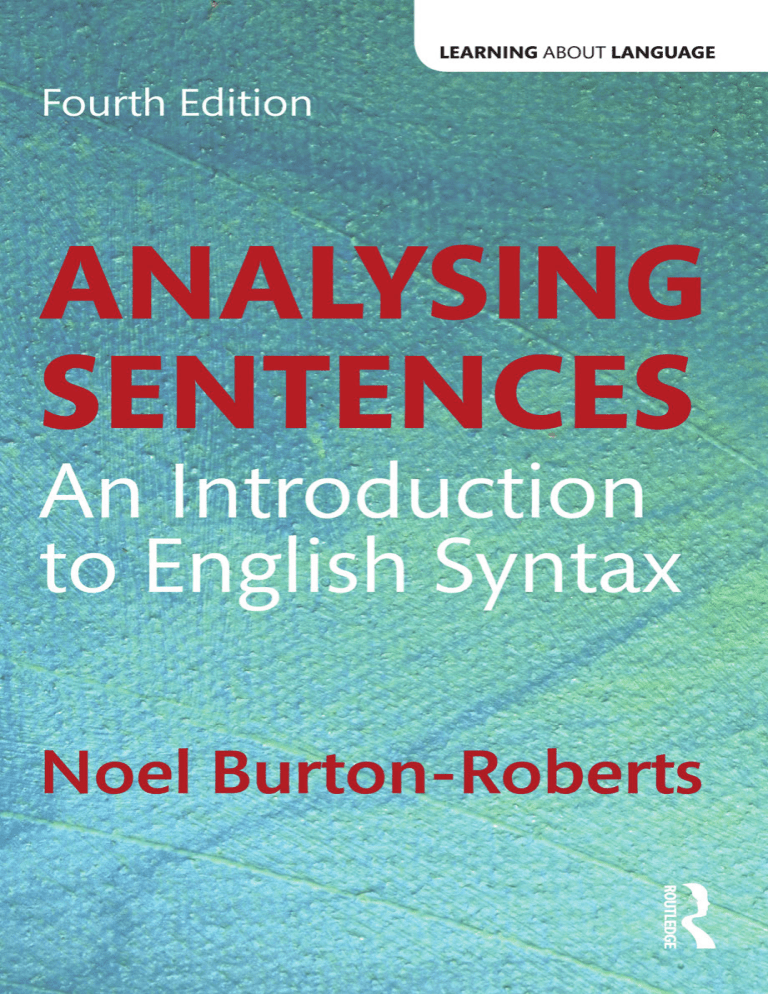 Analysing sentences an introduction to English syntax