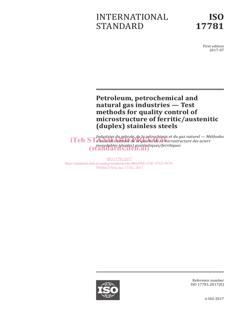 ISO 17781: Duplex Stainless Steel Microstructure Testing
