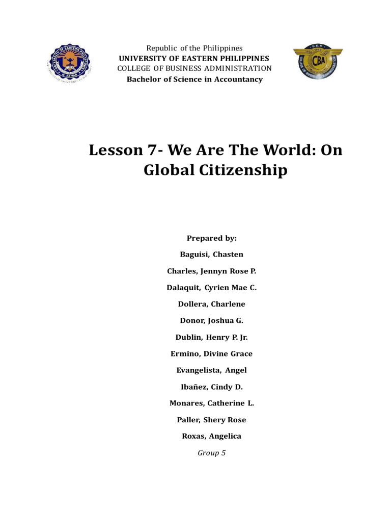 Global Citizenship Lesson Plan: We Are The World