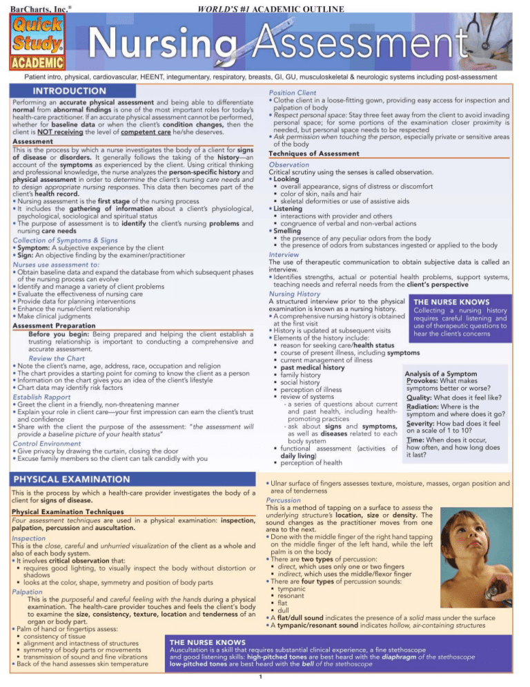 Nursing Assessment Outline