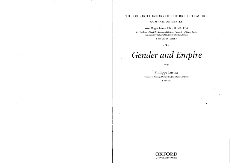 Gender and Empire: Oxford History of British Empire