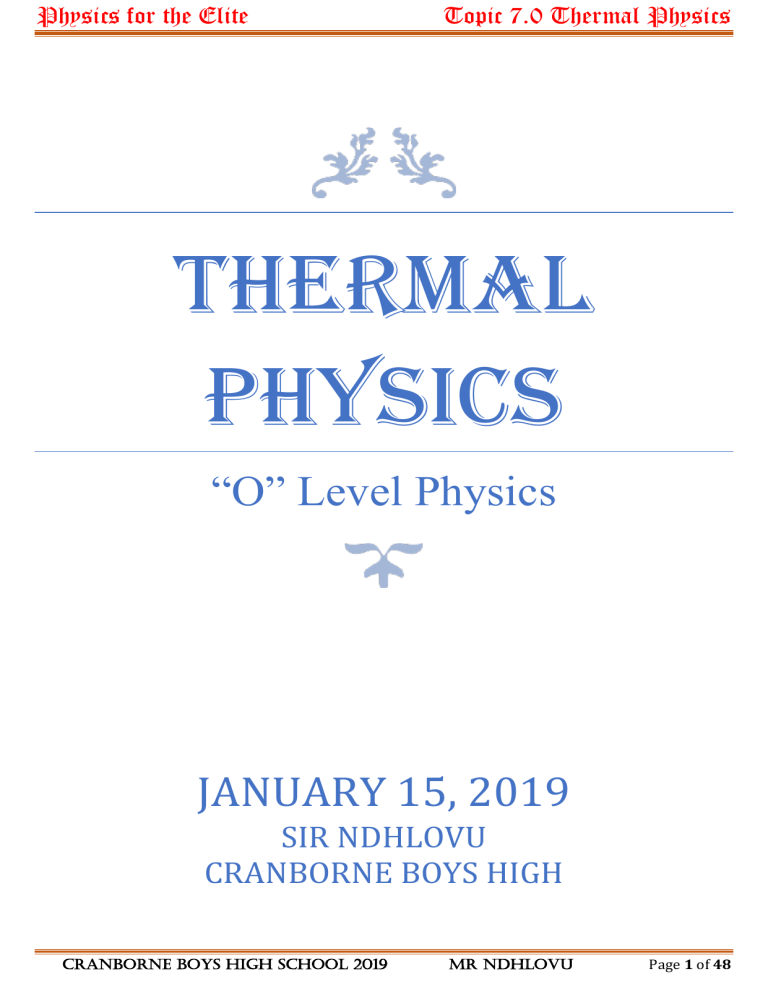 Thermal Physics Coursebook for 'O' Level