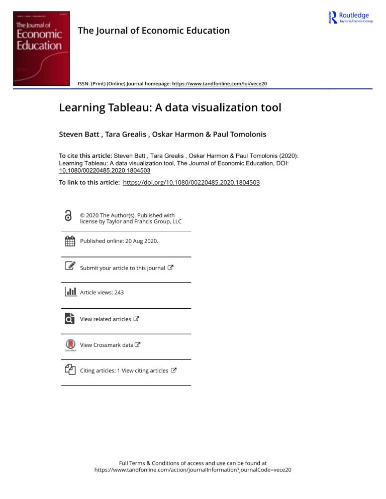 Learning Tableau A Data Visualization Tool