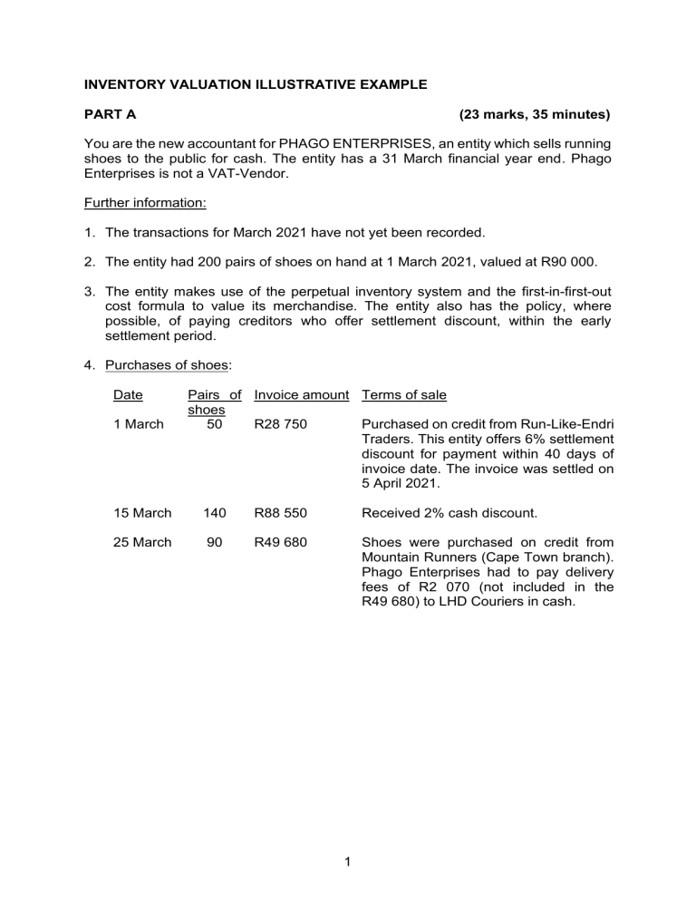 Inventory Valuation Exam: FIFO & Weighted Average